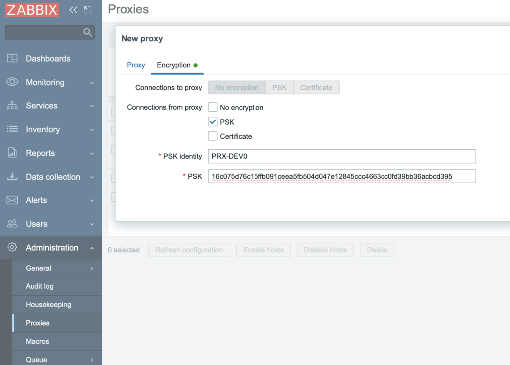 Zabbix Proxy Kommunikation mit PSK Schlüssel sichern › Fox1